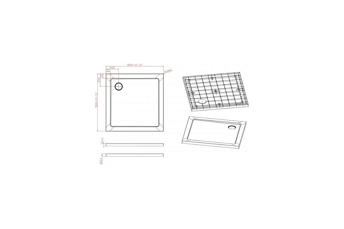 Каркас Cezares ножки для SMC поддона TRAY-M-A-90-ML - выгодная цена ...