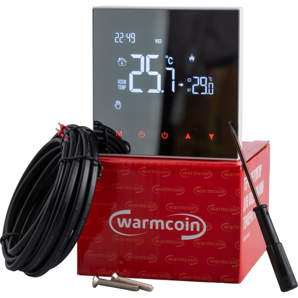 Терморегулятор программируемый Warmcoin W200 Mirror белый W200_белый ...