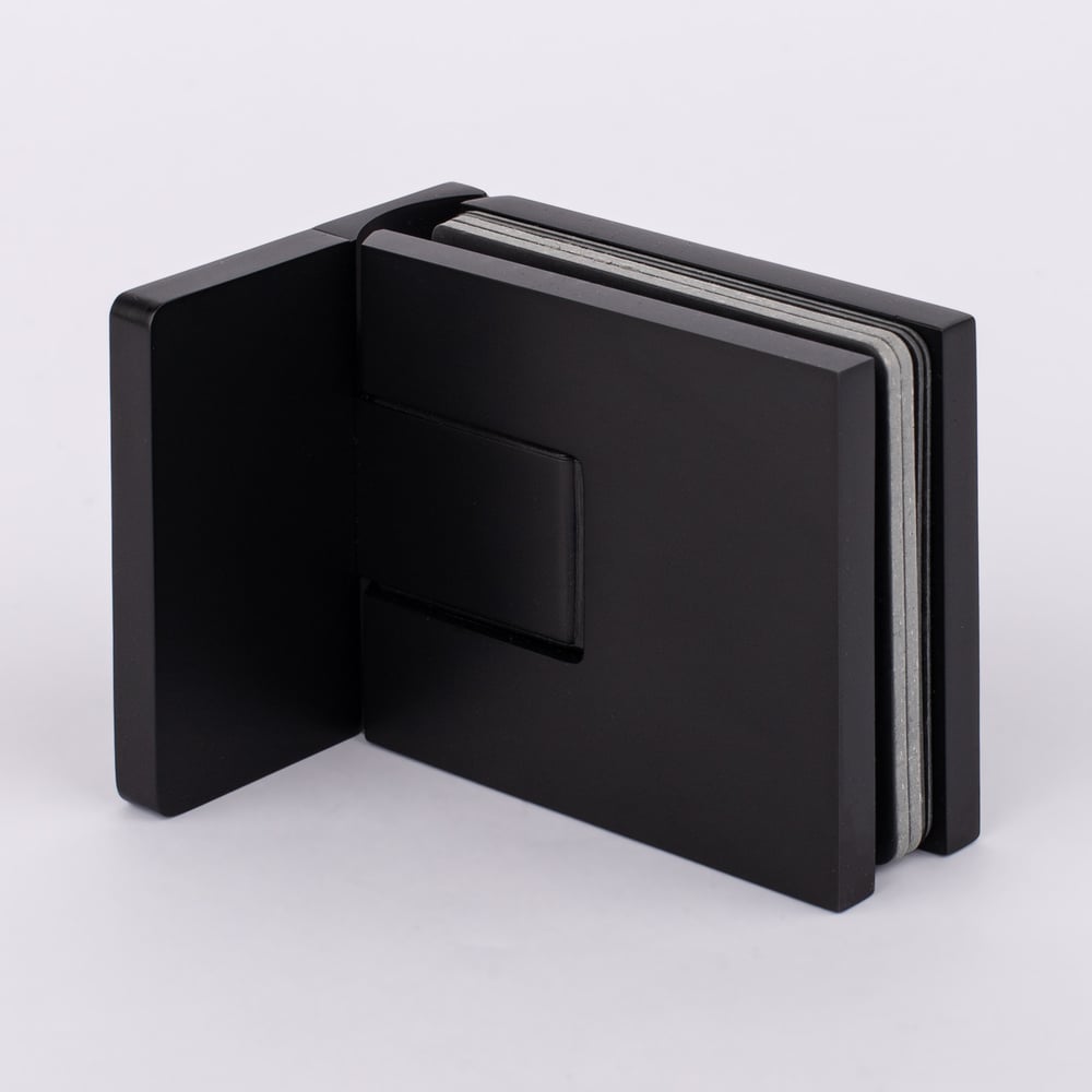 Петля для душевой кабины SERVICE PLUS стена-стекло с крышками, открывание 90, черный матовый ...