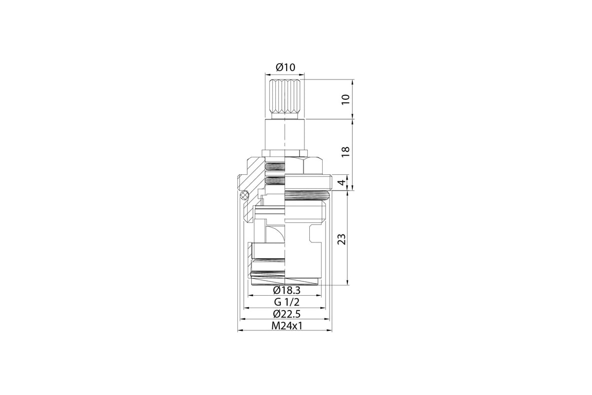 Керамическая кран-букса IDDIS 180° 20 зубцов G 1/2" M24 h=51 мм ...