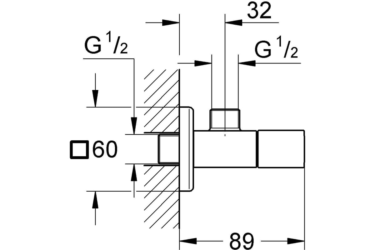 Угловой вентиль GROHE Eurocube 1/2 дюйма хром 22013000 - выгодная цена ...