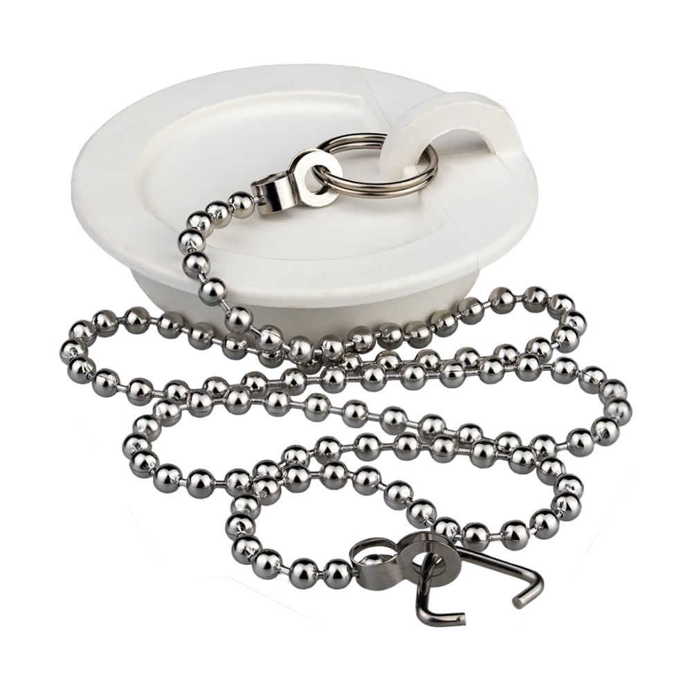 Пробка для ванны MasterProf белая c цепочкой из нержавеющей стали 45 см ...