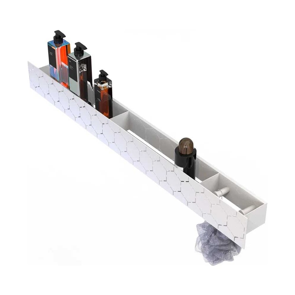 Полка Граф Держалкин Bee patron 90x9.2x9 крючки справа белая Fl-bee ...