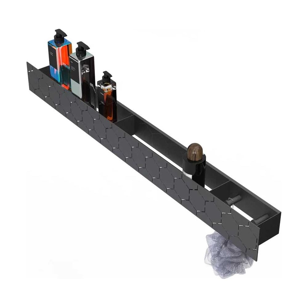 Полка Граф Держалкин Bee patron 90x9.2x9 крючки справа, черная Fl-bee ...