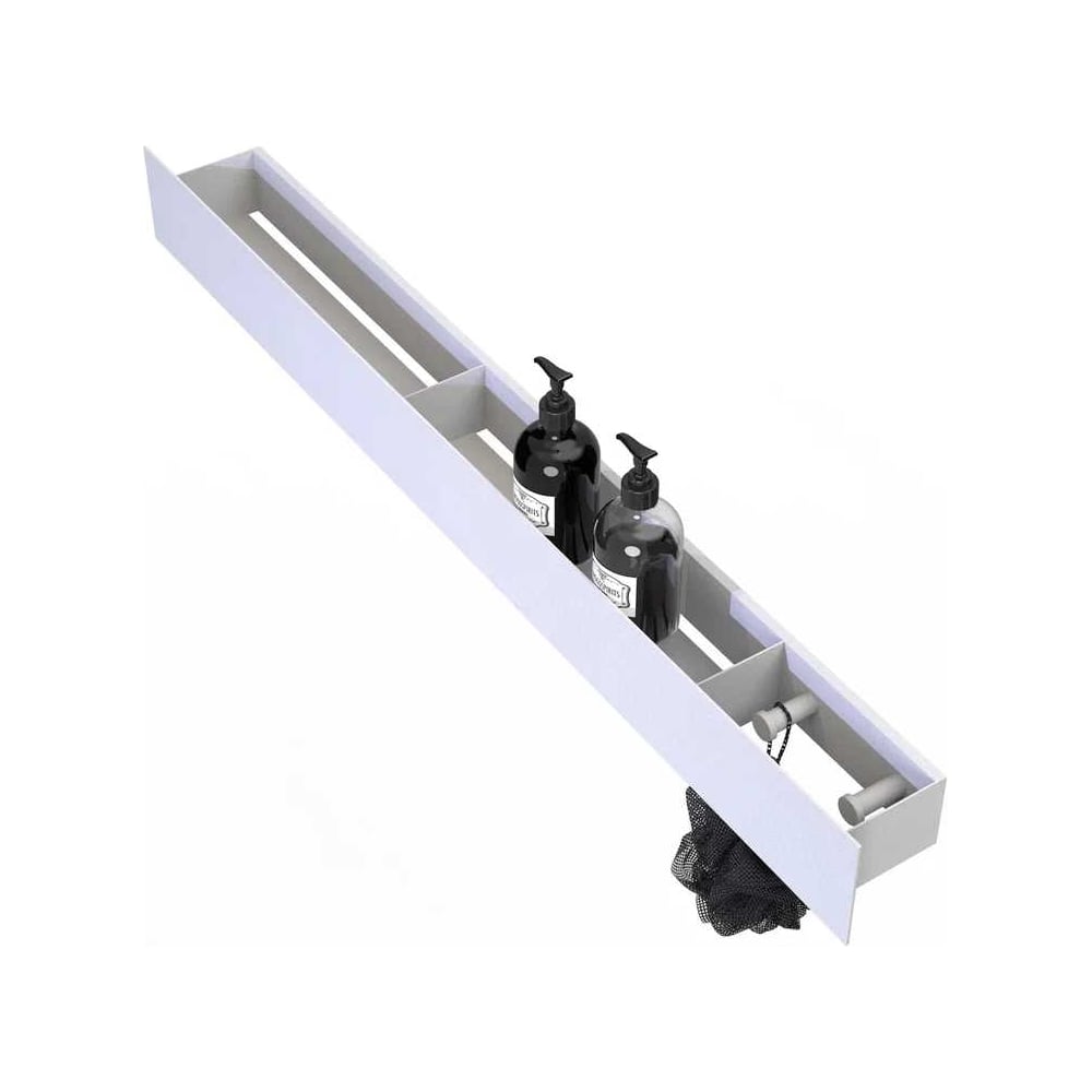 Полка Граф Держалкин Skyline patron 90x9.2x9, крючки справа, белая Fl ...