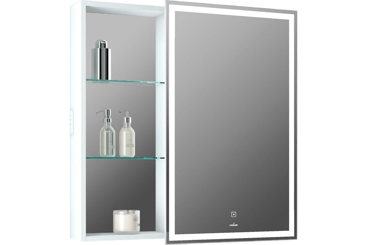 Зеркало-шкаф MIXLINE Женева 800x800 ШВ правый, сенсорный выключатель ...