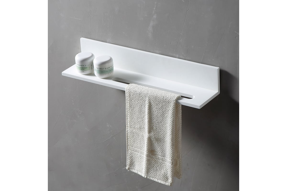 Полочка с полотенцедержателем для ванной комнаты ABBER Stein белая ...