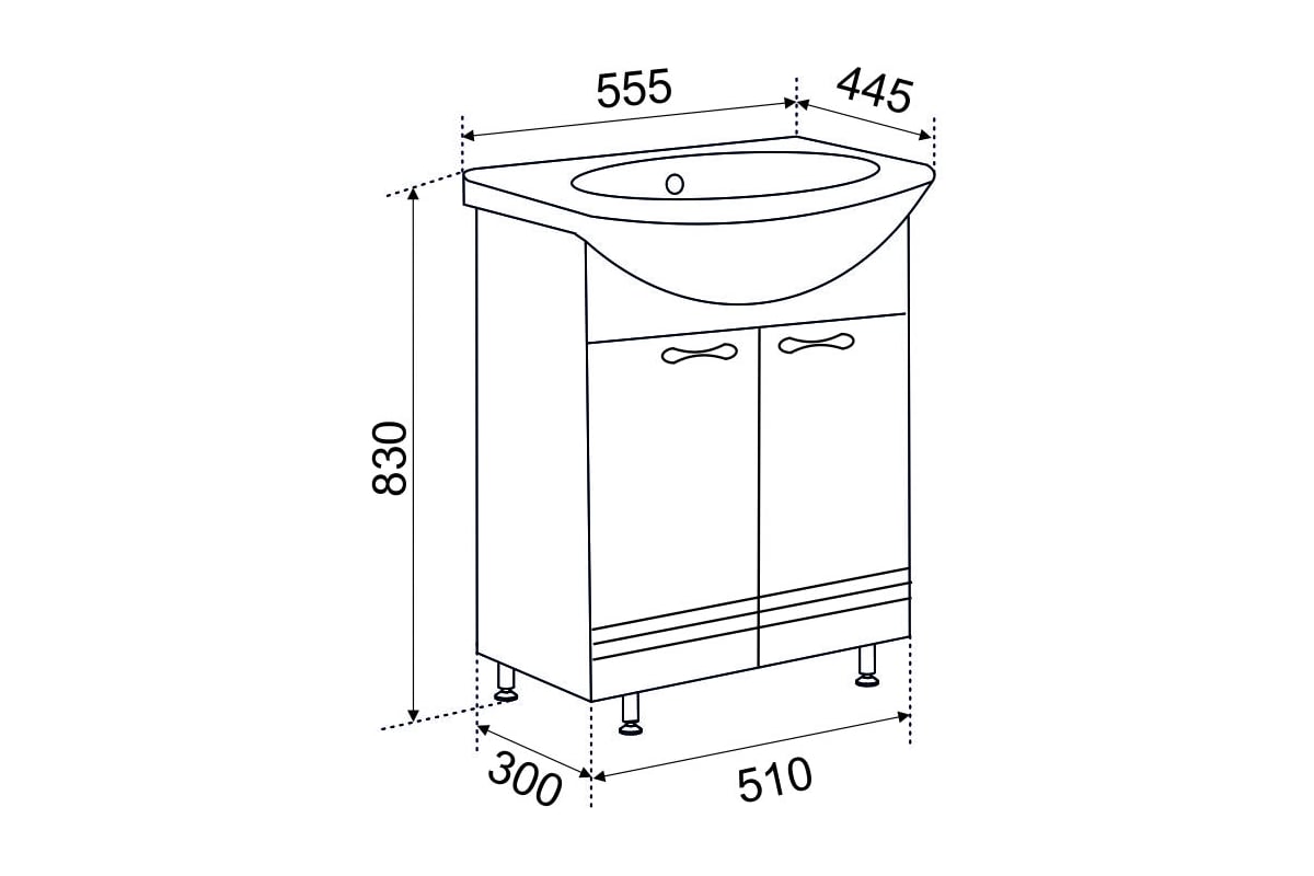 Тумба Emmy Рио 55 под умывальник Уют 55, белый 310057 - выгодная цена ...