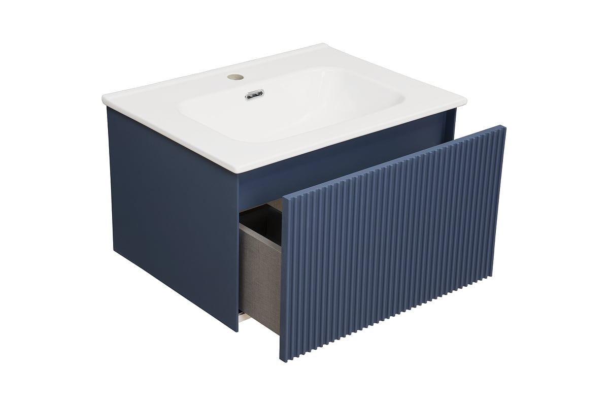 Тумба под раковину LA FENICE TERRA Blu Grigio синяя 60 FNC-01-TER-BG-60 ...