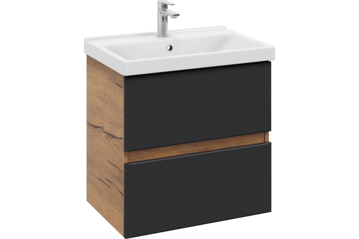 Тумба подвесная для ванной комнаты Sanstar Graffa 50 без раковины, Дуб ...