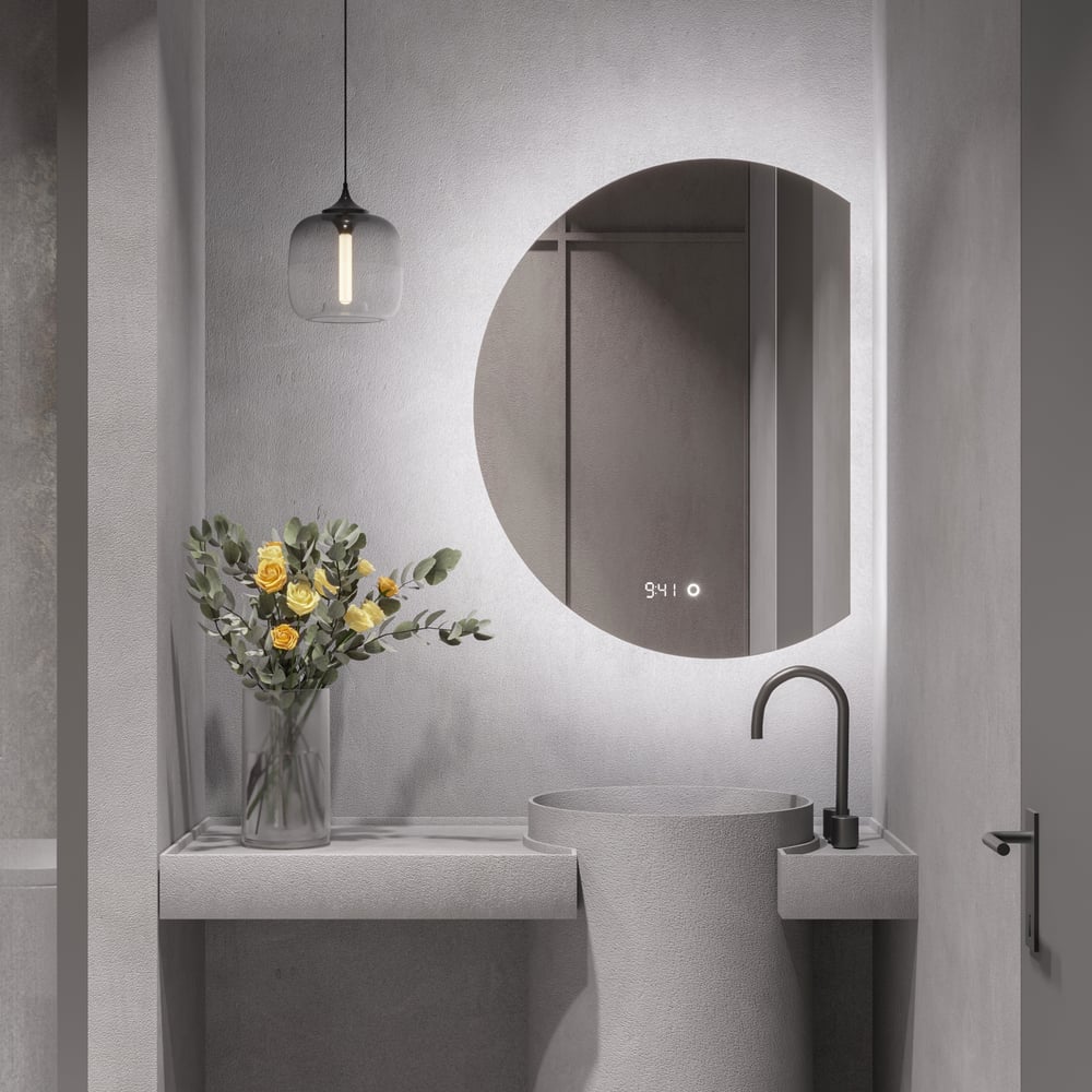 Шкаф зеркальный ALIAS Дольче 70x50 с холодной LED-подсветкой и часами, правый shd705015r ...