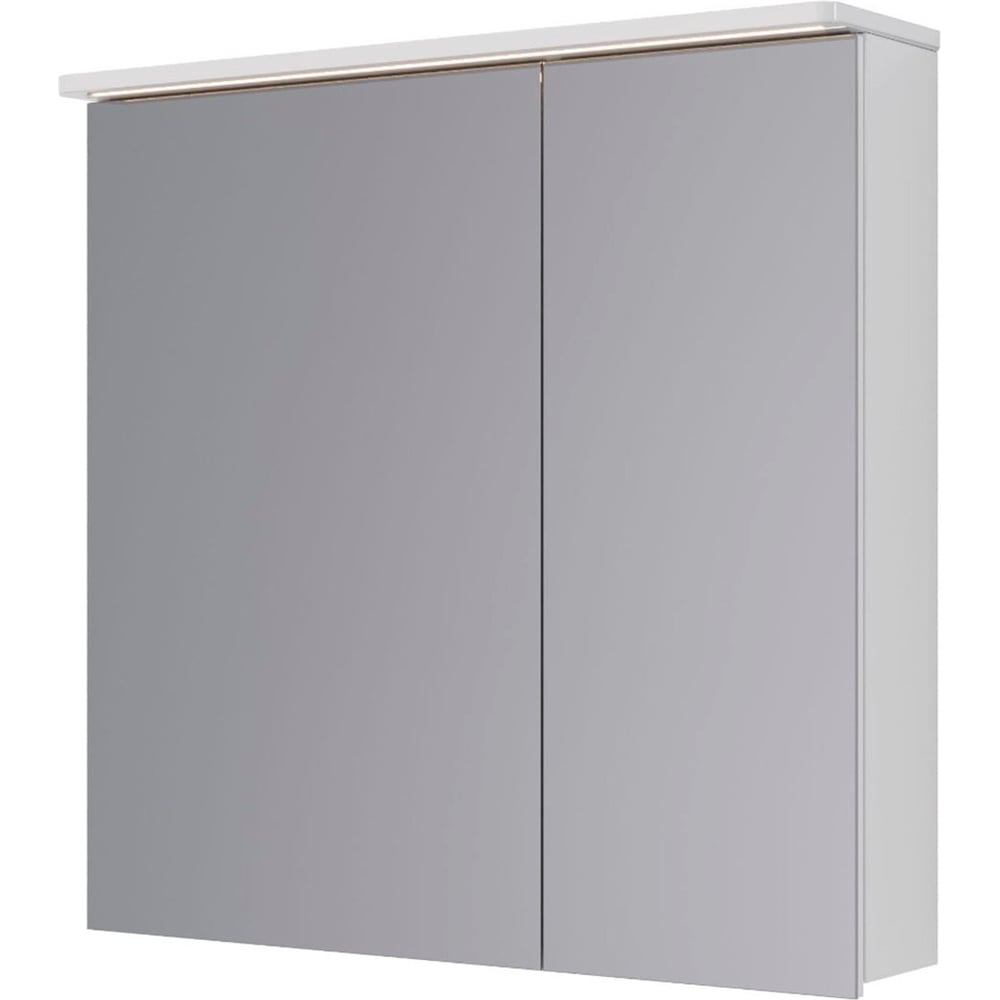 Шкаф зеркальный Lemark ZENON белый глянец, 80x80 см, 2-х дверный, с козырьком-подсветкой, с ...