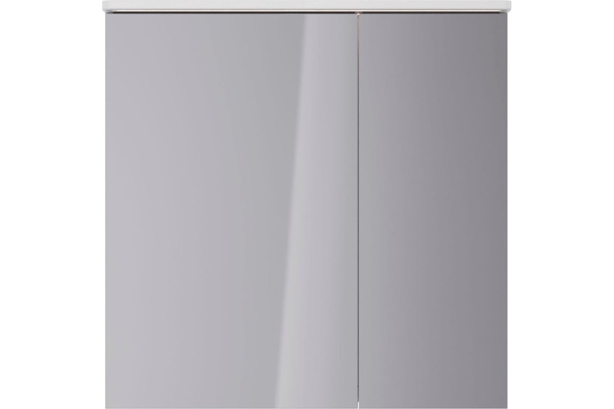 Шкаф зеркальный Lemark ZENON белый глянец, 80x80 см, 2-х дверный, с козырьком-подсветкой, с ...