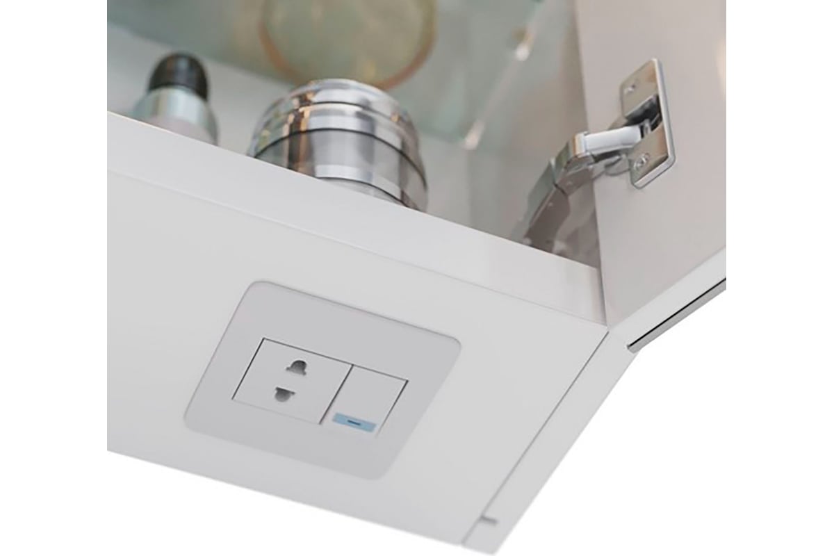 Шкаф зеркальный Lemark ZENON белый глянец, 80x80 см, 2-х дверный, с козырьком-подсветкой, с ...