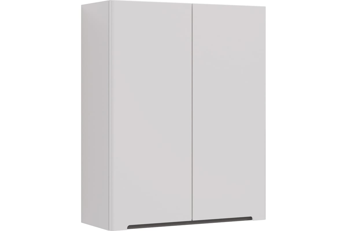 Шкаф Lemark BUNO 60 см, подвесной, 2-х дверный, цвет планки: серый, цвет корпуса, фасада: белый ...