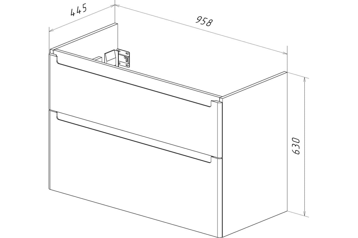 Тумба Lemark BUNO 100 см под 1 раковину, подвесная/напольная, 2 ящика, цвет планки: Серый, цвет ...