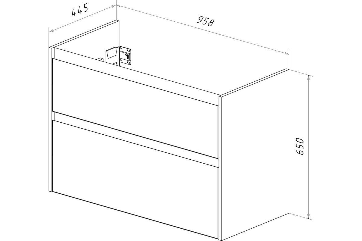 Тумба Lemark COMBI 100 см под 1 раковину, подвесная/напольная, 2 ящика, цвет планки: Чёрный ...