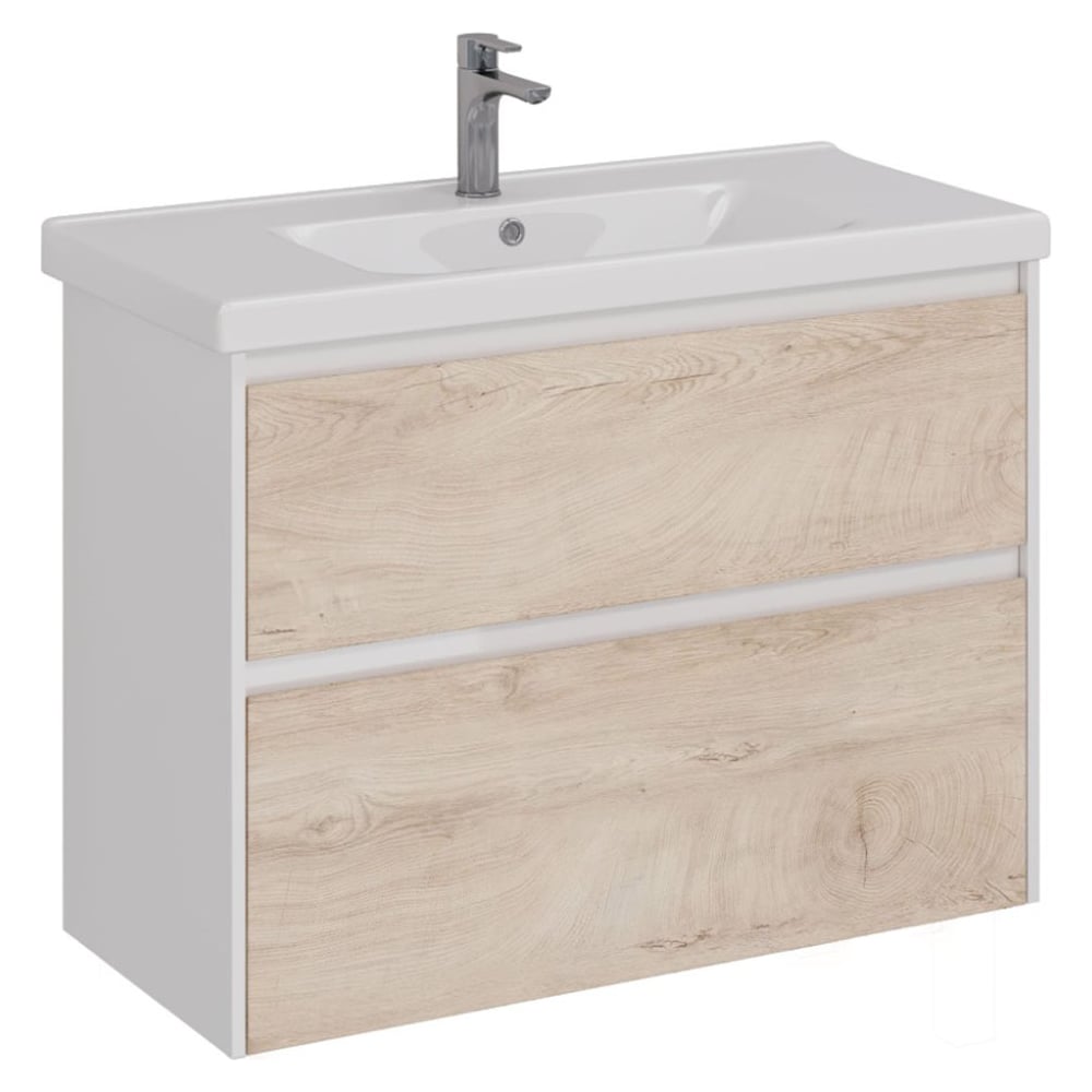 Тумба Lemark COMBI 100 см под 1 раковину, подвесная/напольная, 2 ящика, цвет фасада: Дуб кантри ...