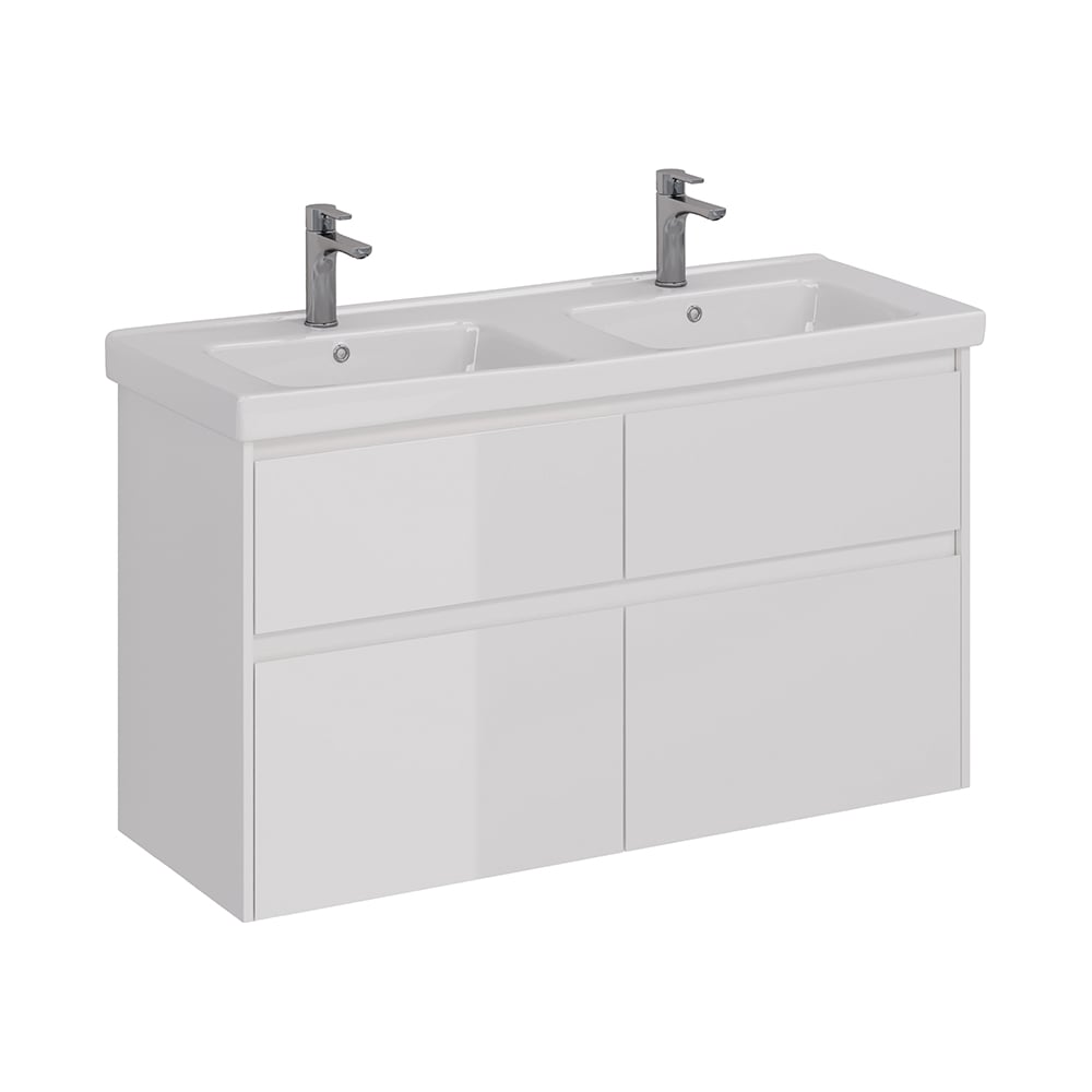 Тумба Lemark COMBI 125 см под 2 раковины, подвесная/напольная,4 ящика, цвет корпуса, фасада ...