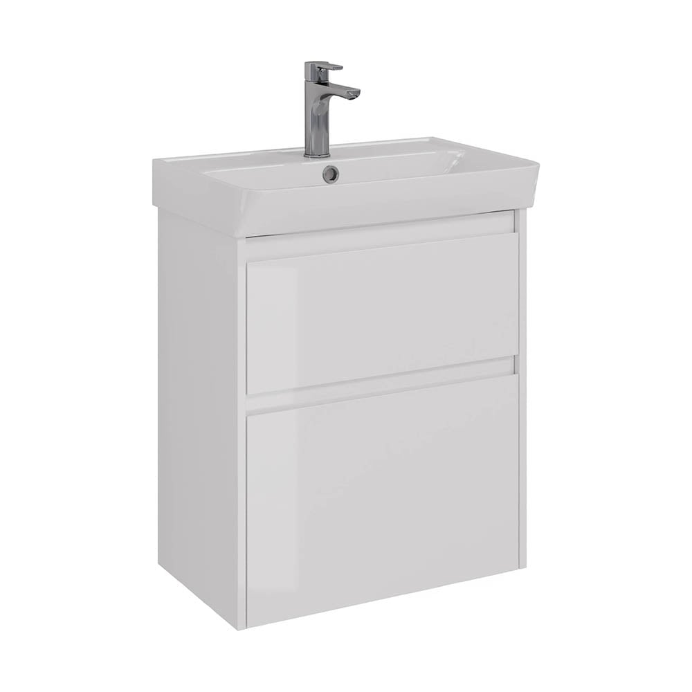 Тумба Lemark COMBI 60 см под 1 раковину, подвесная/напольная, 2 ящика, цвет корпуса, фасада ...