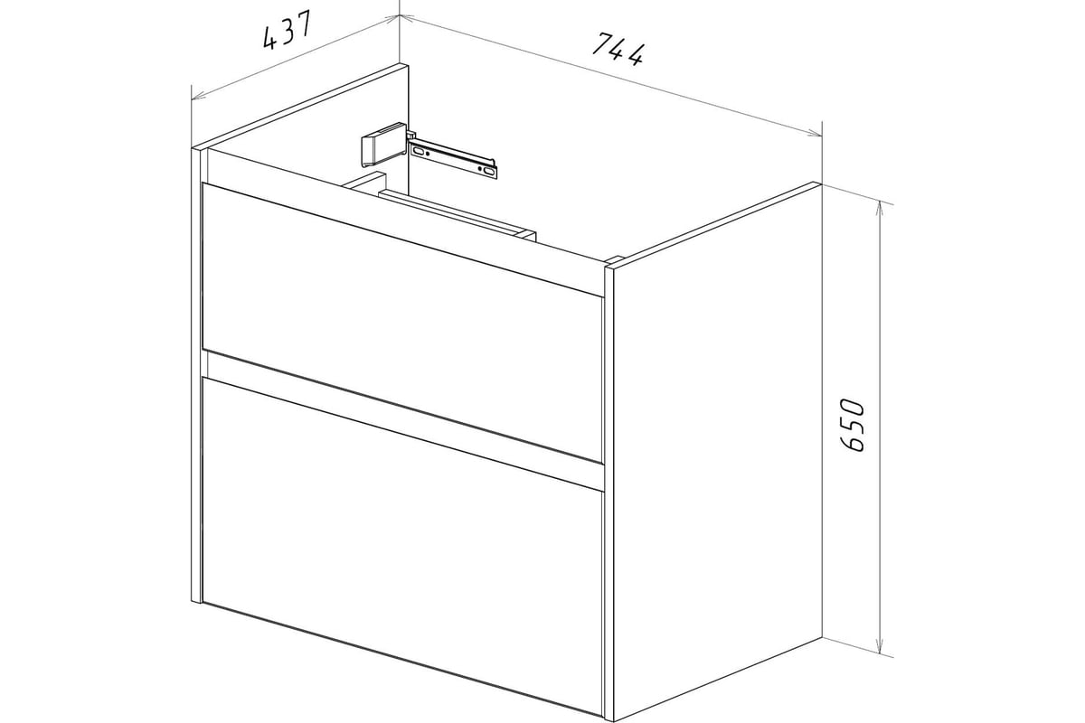 Тумба Lemark COMBI 80 см под 1 раковину, подвесная/напольная, 2 ящика, цвет планки: Чёрный, цвет ...