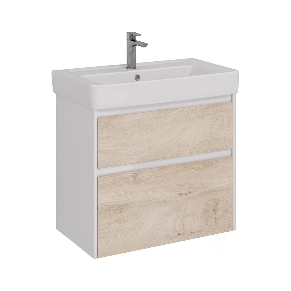 Тумба Lemark COMBI 80 см под 1 раковину, подвесная/напольная, 2 ящика, цвет фасада: Дуб кантри ...