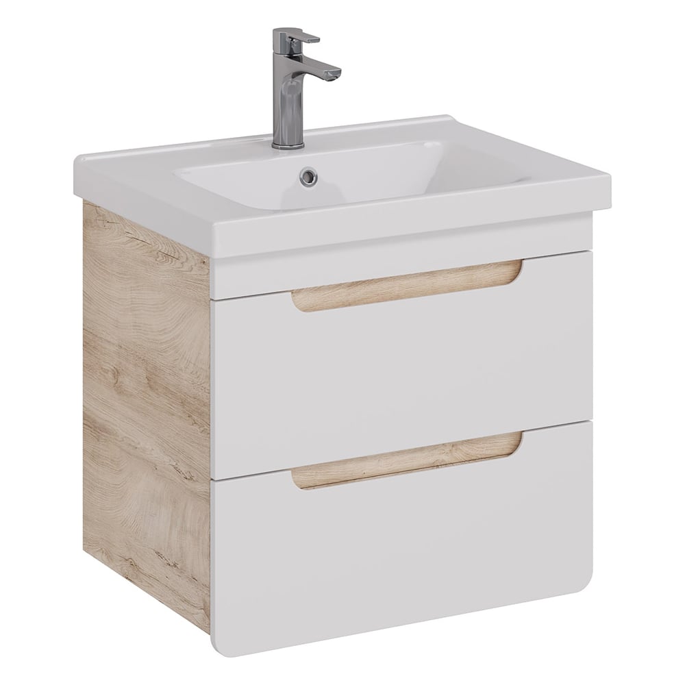 Тумба Lemark OLIVIA 65 см под 1 раковину, подвесная, 2 ящика, цвет корпуса: Дуб кантри, цвет ...