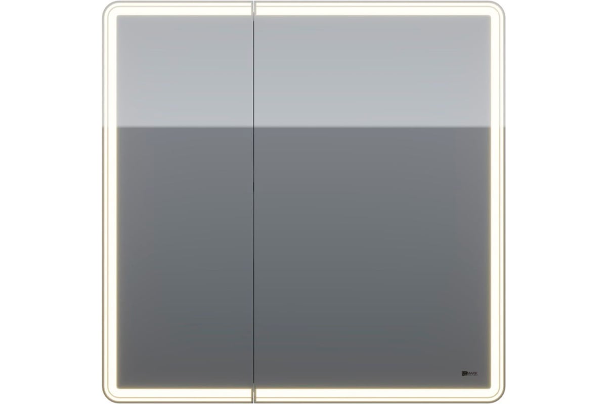 Шкаф зеркальный Lemark ELEMENT 80x80 см, 2-х дверный, с подсветкой, с розеткой, цвет корпуса ...
