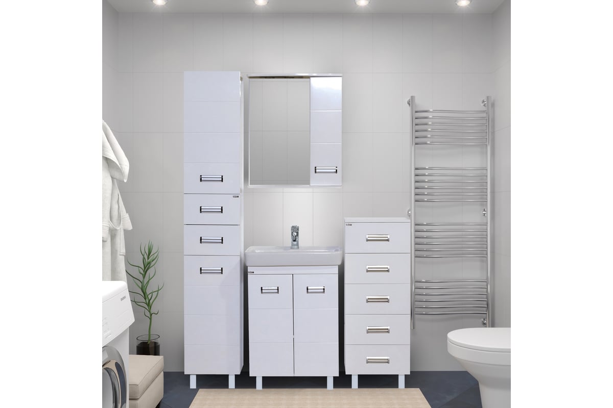 Пенал Misty Селена - 35 с 2 ящиками, с бельевой корзиной, левый П ...