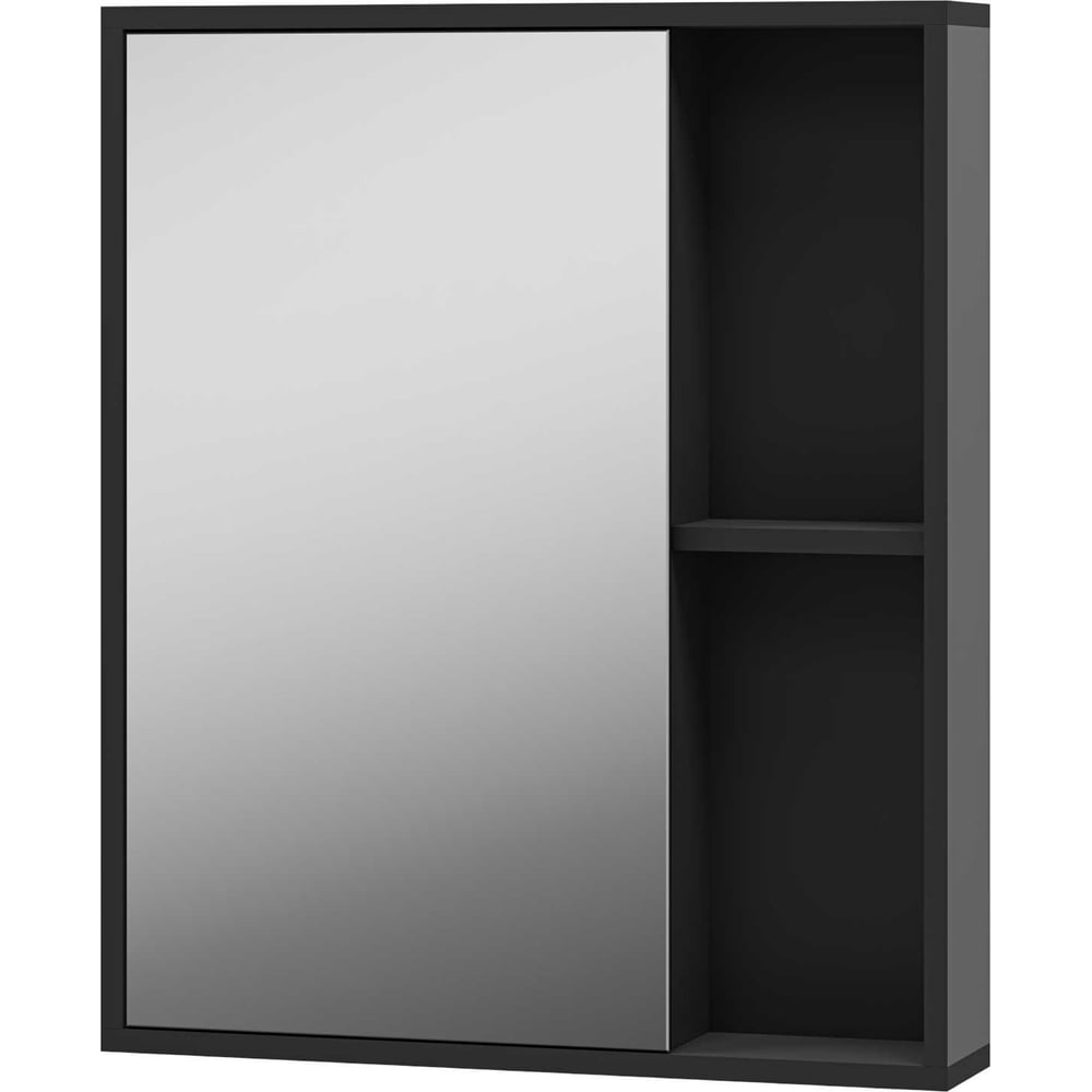 Зеркало-шкаф Misty Ненси - 60 антрацит, черн. кром. универсальный П-Нен ...