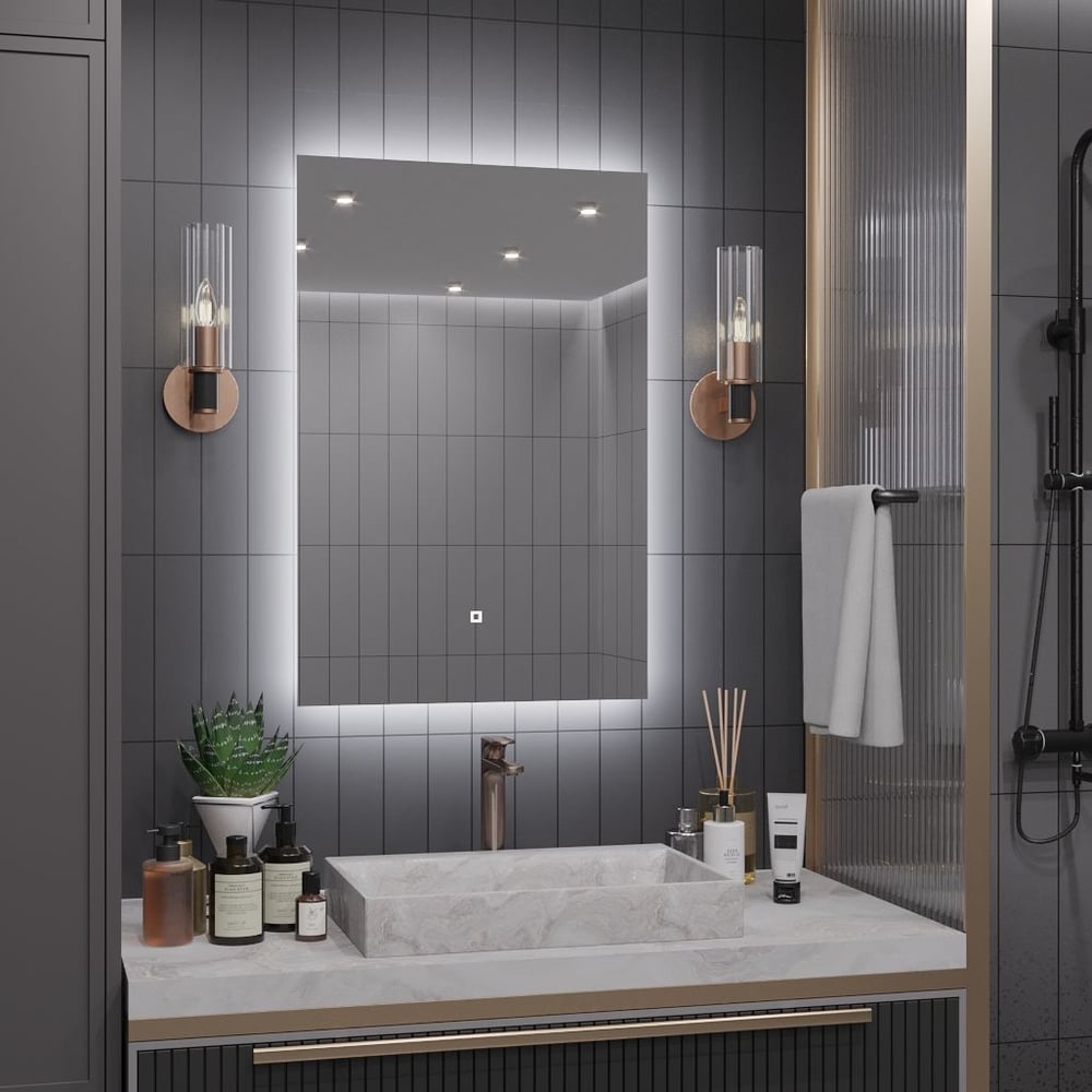 Зеркало Alias Квартал 80x60 с холодной LED-подсветкой вертикальное q80601 - выгодная цена ...