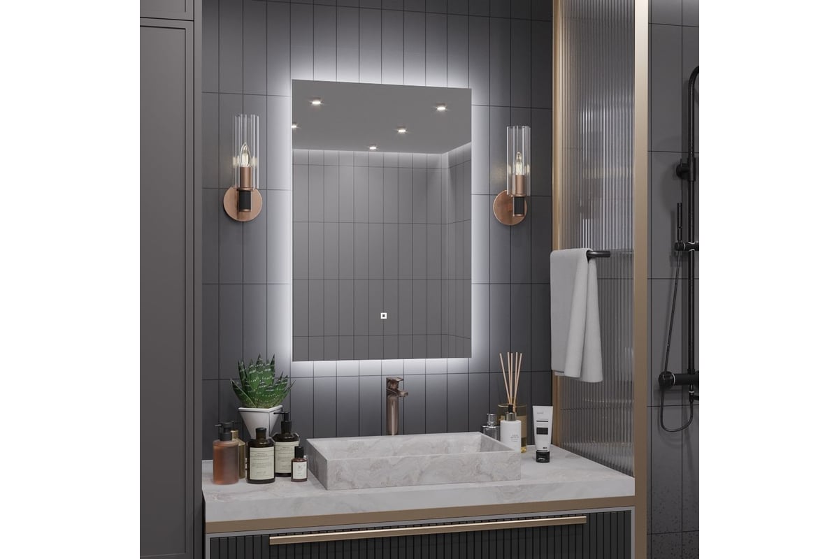 Зеркало Alias Квартал 80x60 с холодной LED-подсветкой вертикальное q80601 - выгодная цена ...