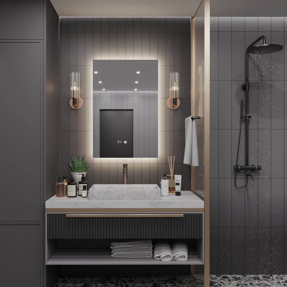 Зеркало Alias Квартал 70x50 с нейтральной LED-подсветкой и часами q705025 - выгодная цена ...