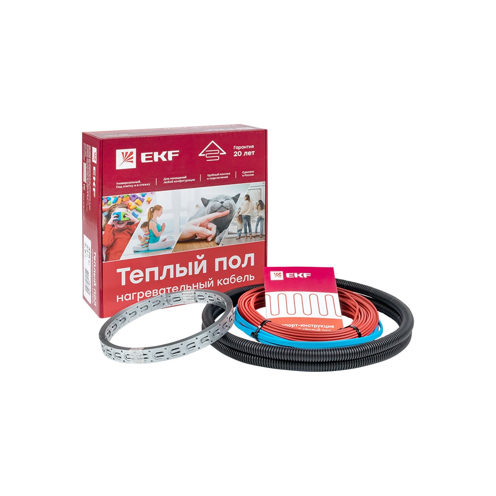 Нагревательный кабель для теплого пола EKF 375Вт 27 м 2,5 м2 nk-375 - выгодная цена, отзывы ...