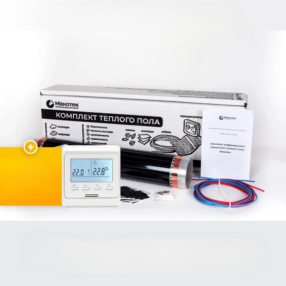 Комплект теплого пола с программируемым терморегулятором Манотек 3 м² ...
