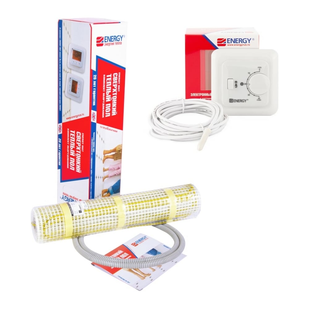 Комплект теплого пола ENERGY мат 1,65 - 260 Вт с терморегулятором TK04 ...