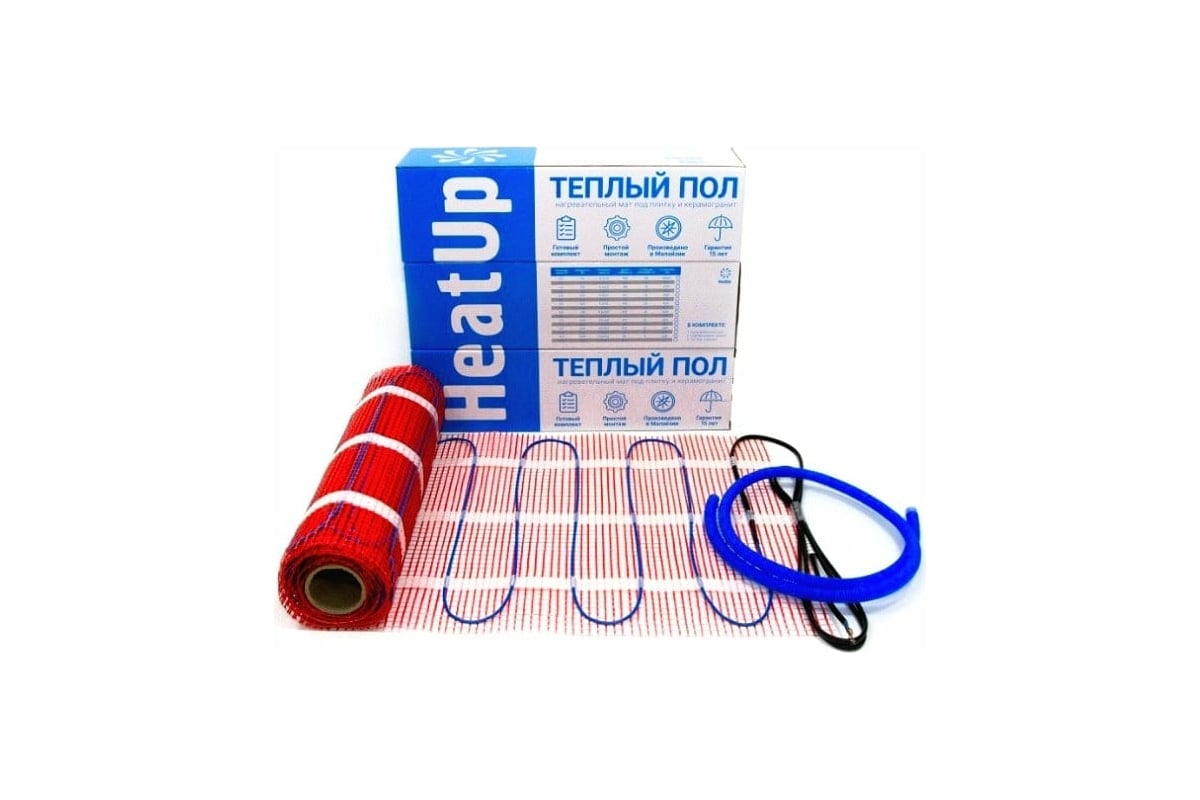 Нагревательный электрический мат HeatUp 1.0м2 тёплый пол под плитку 002 ...