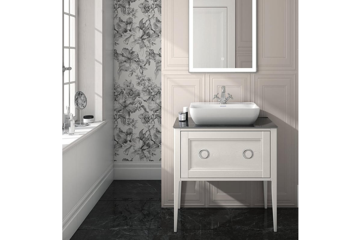 Накладная раковина KERAMA MARAZZI PLAZA 55, белая глянцевая PLR.wb.55.1 ...