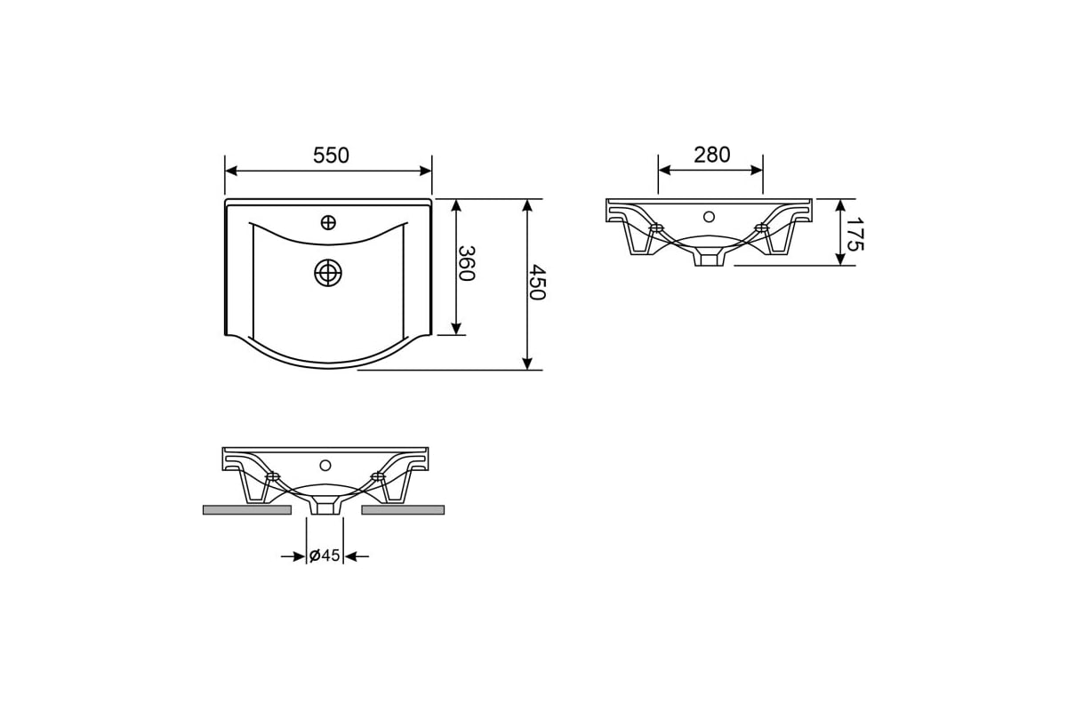 Подвесная, мебельная раковина Wellsee Bisou 151203000 - выгодная цена ...