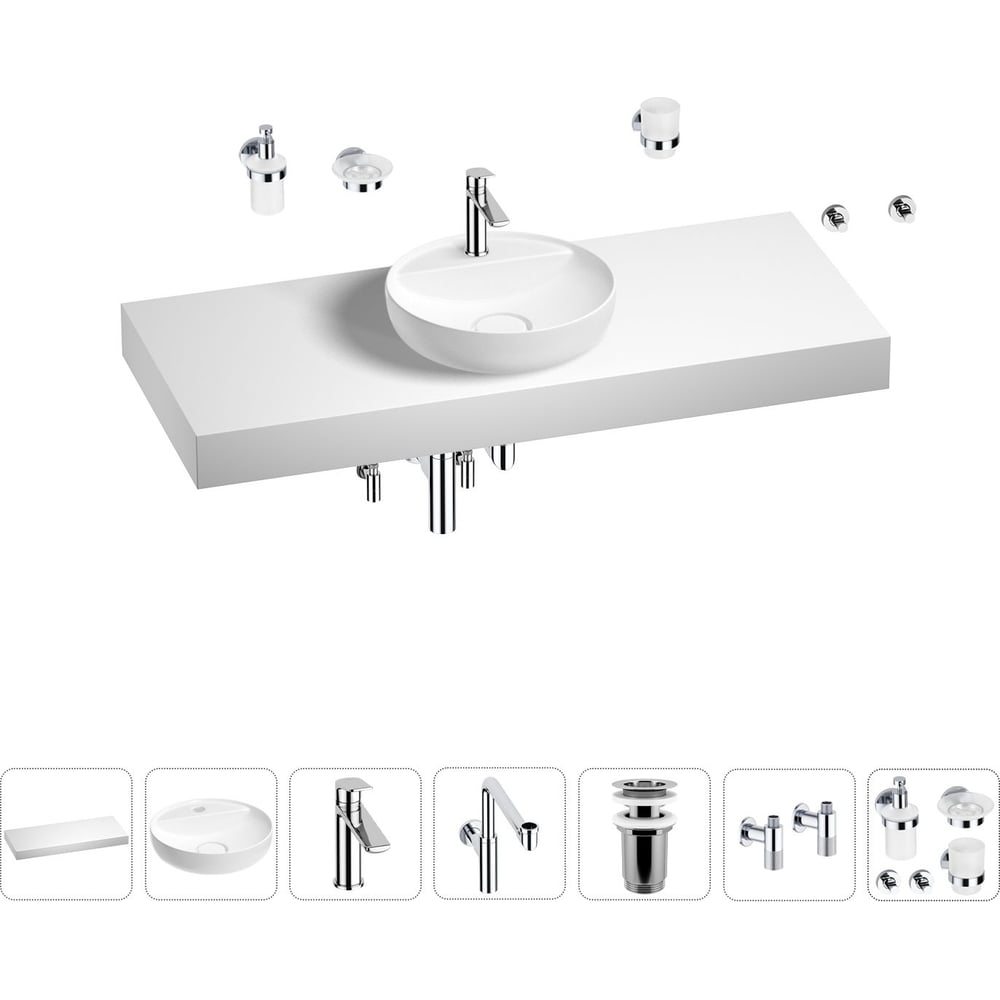 Комплект мебели для ванной комнаты Wellsee Genuine Tree с раковиной ...