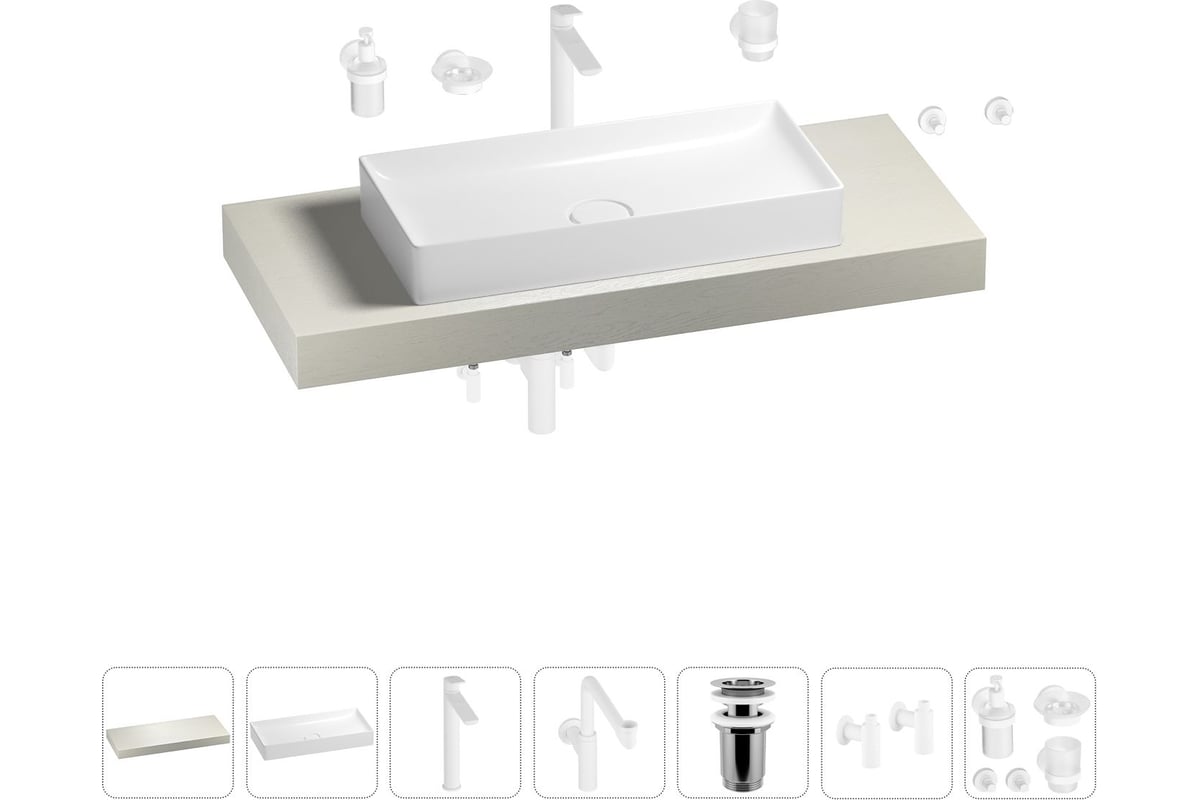 Комплект мебели для ванной комнаты Wellsee Genuine Tree с раковиной ...