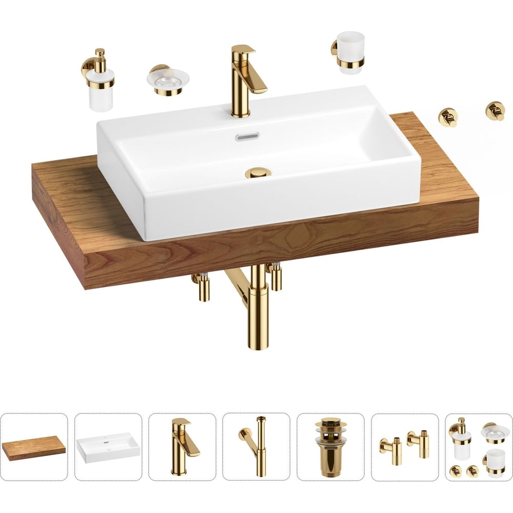 Раковина 70 см со столешницей 100 см Wellsee Graceful Pro в наборе 10 в ...