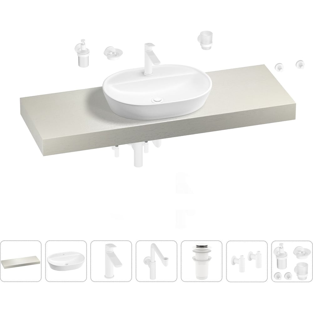 Комплект мебели для ванной комнаты с раковиной Wellsee Genuine Tree ...