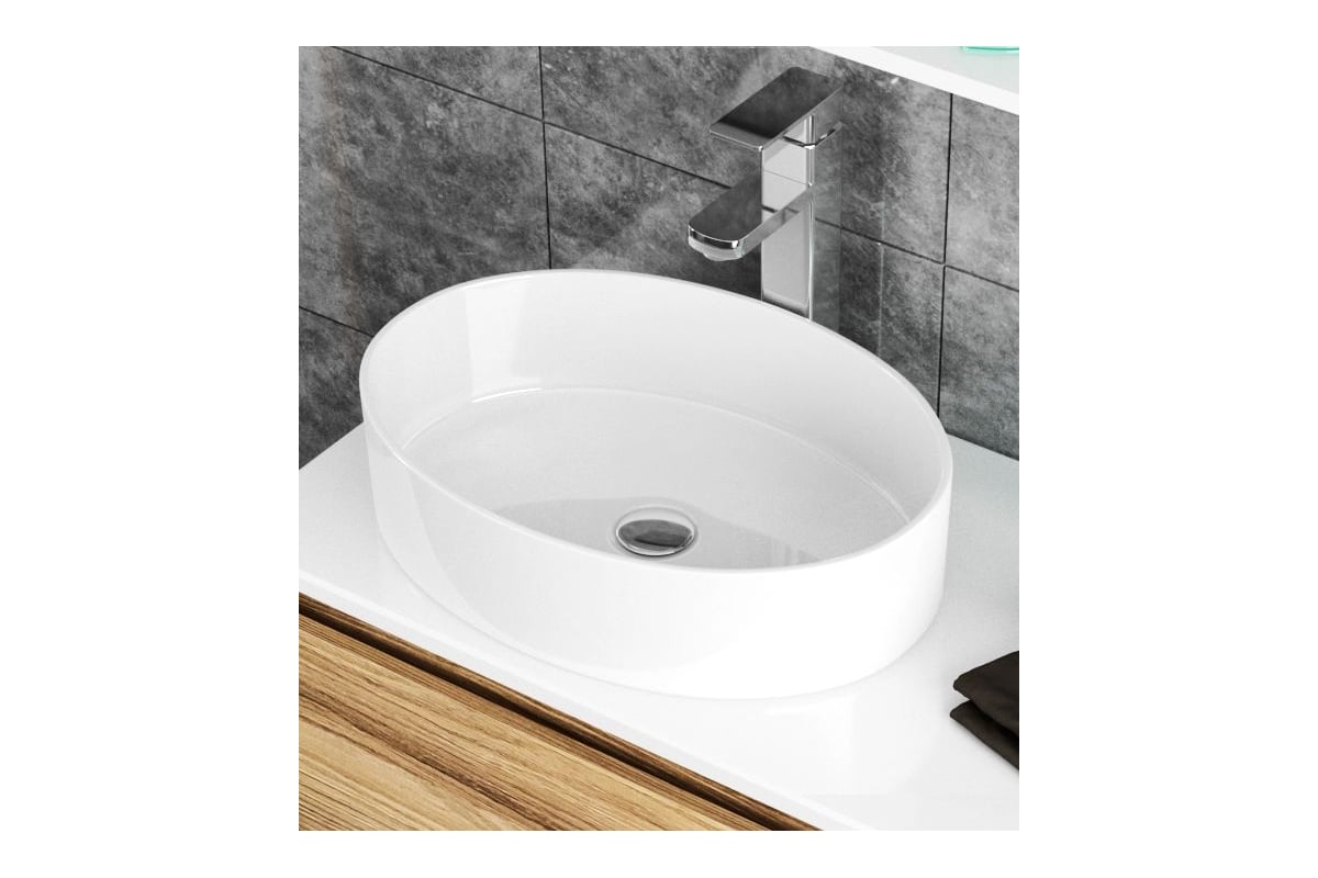 Овальная накладная раковина Bauedge BAU Nimb 50x36, белая BN0002 ...