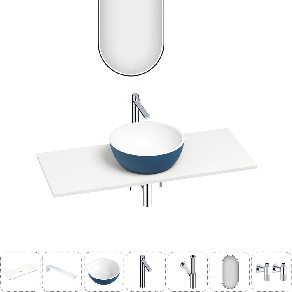 Раковина-столешница Wellsee La.lune набор 7 в 1: каменная раковина ...