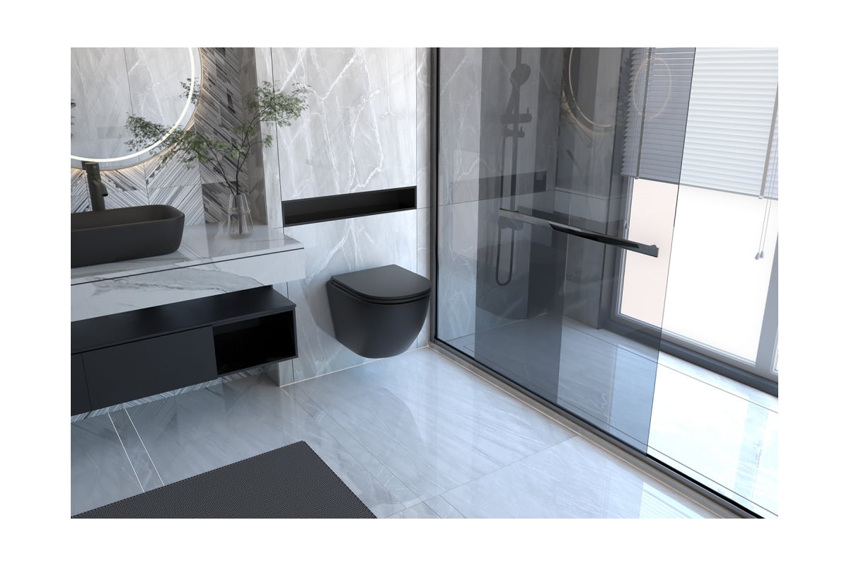 Комплект ABBER подвесной унитаз Bequem AC1100MB черный матовый с ...