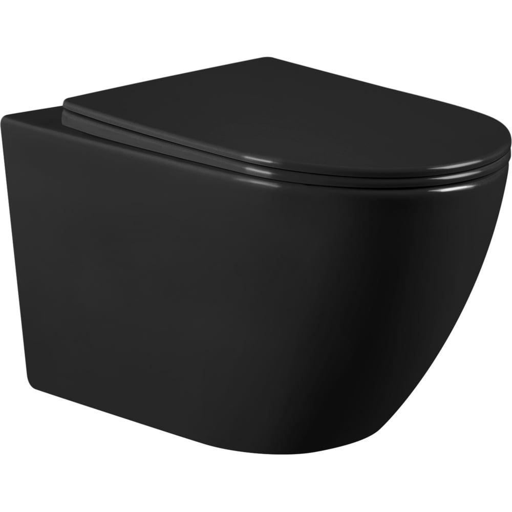 Подвесной унитаза ABBER Bequem черный матовый, безободковый AC1103MB ...