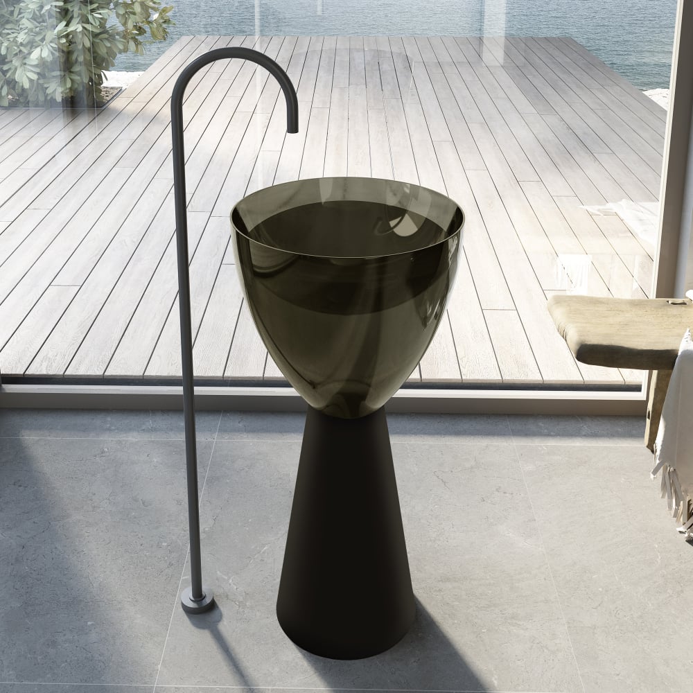 Отдельностоящая прозрачная раковина ABBER Kristall черный/оливковый ...