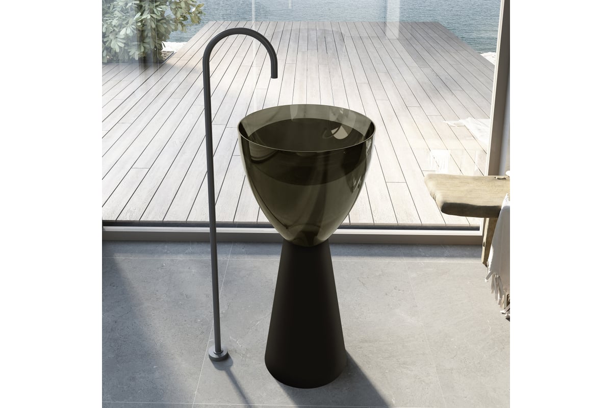 Отдельностоящая прозрачная раковина ABBER Kristall черный/оливковый ...