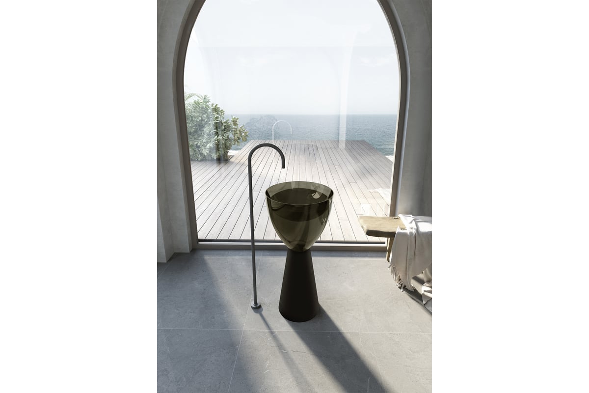 Отдельностоящая прозрачная раковина ABBER Kristall черный/оливковый ...